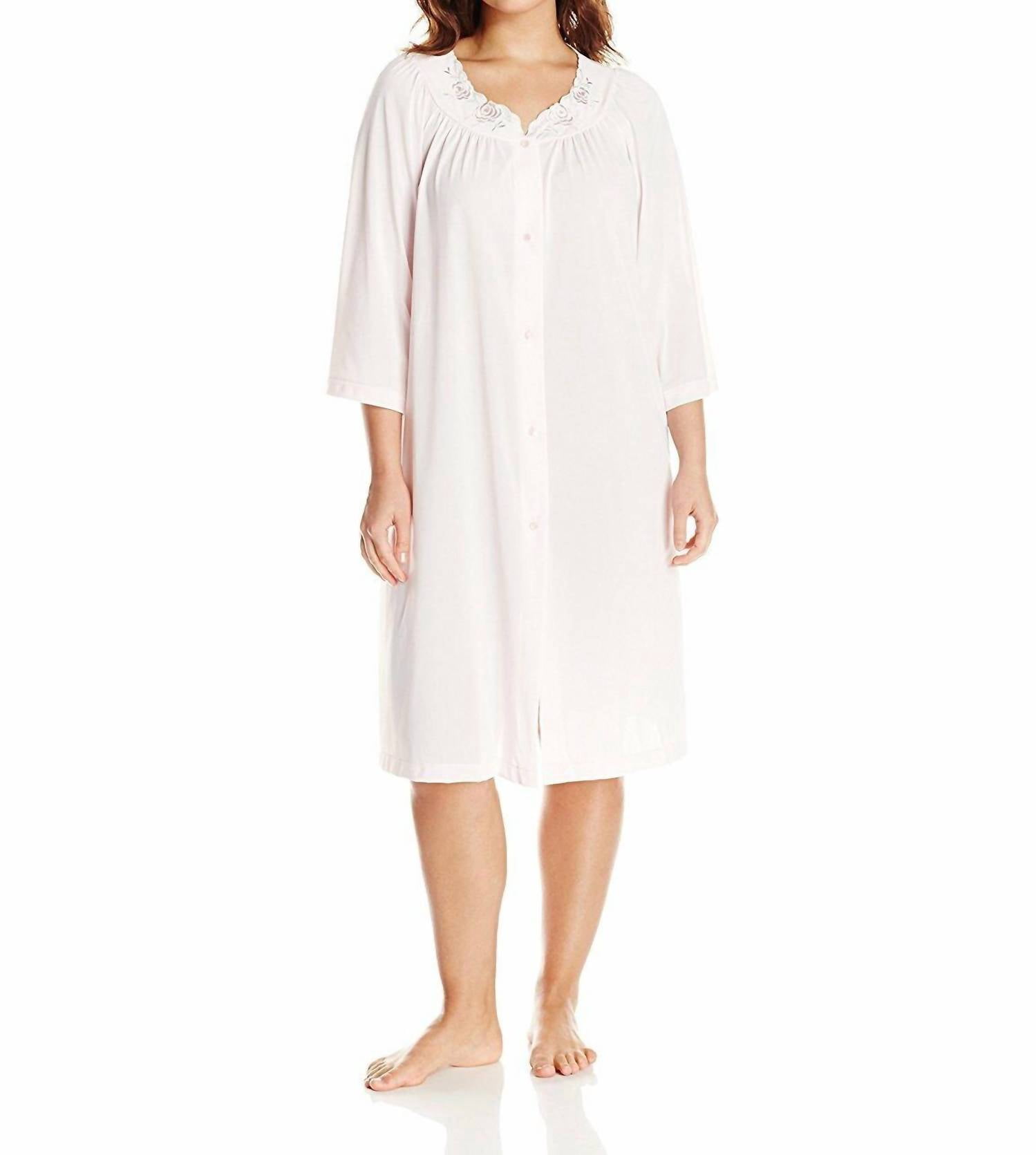 Shadowline Lingerie Short 3/4 Sleeve Button Down Robe - Walmart.com