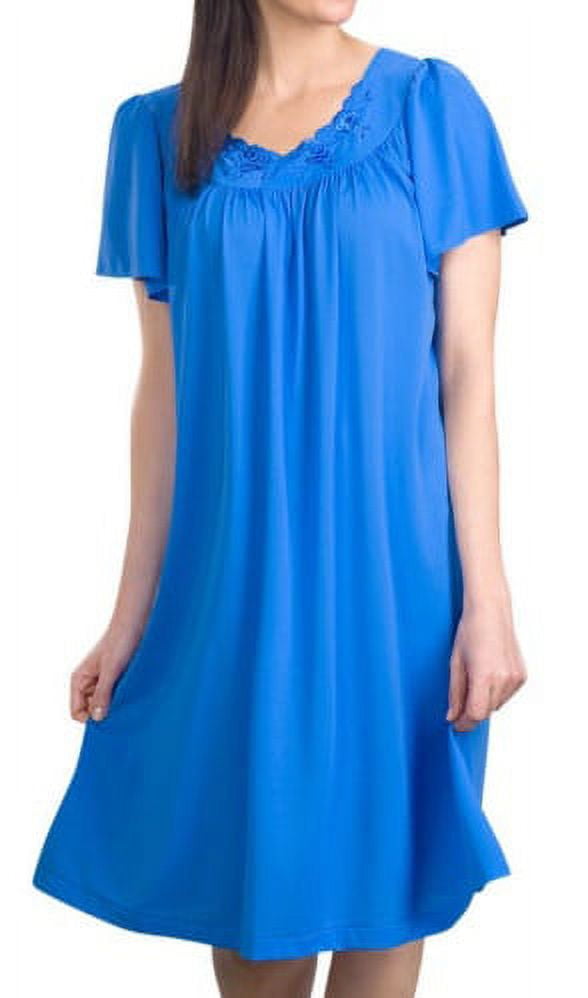 Shadowline Short Gown with Flower Petal Embroidery and Flutter Sleeves ...