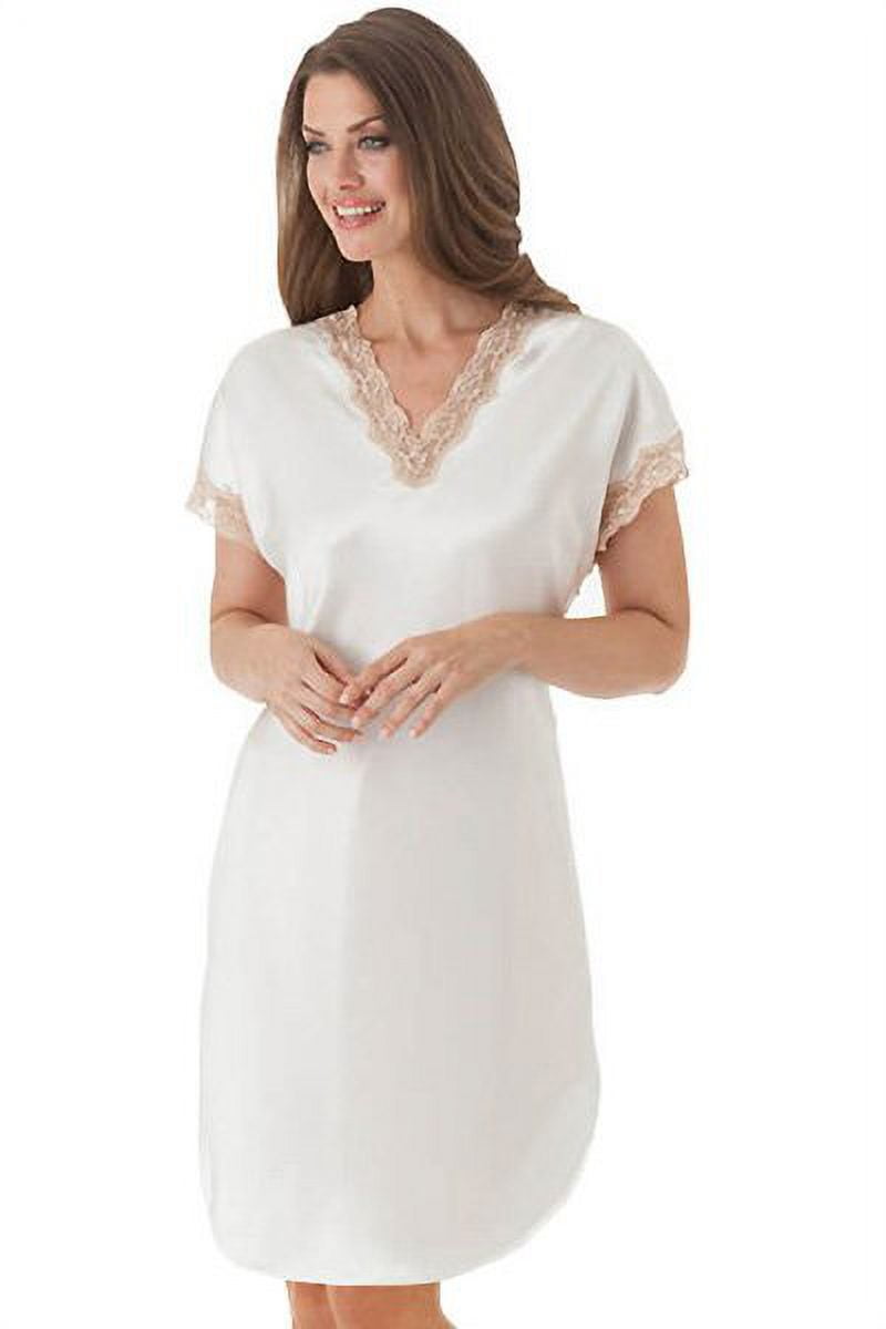 Shadowline Vintage Lace Trim Sleepshirt - 4503 (White, 1X) - Walmart.com