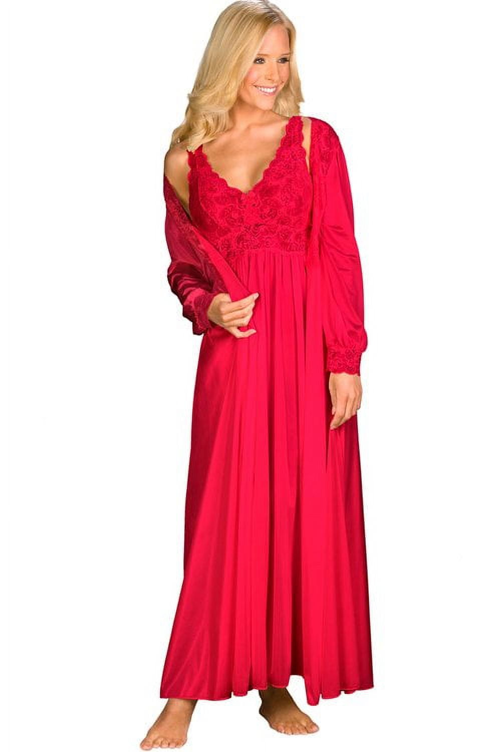 Shadowline Lingerie by Velrose Long Lace Bodice Button Down Robe 71737 ...