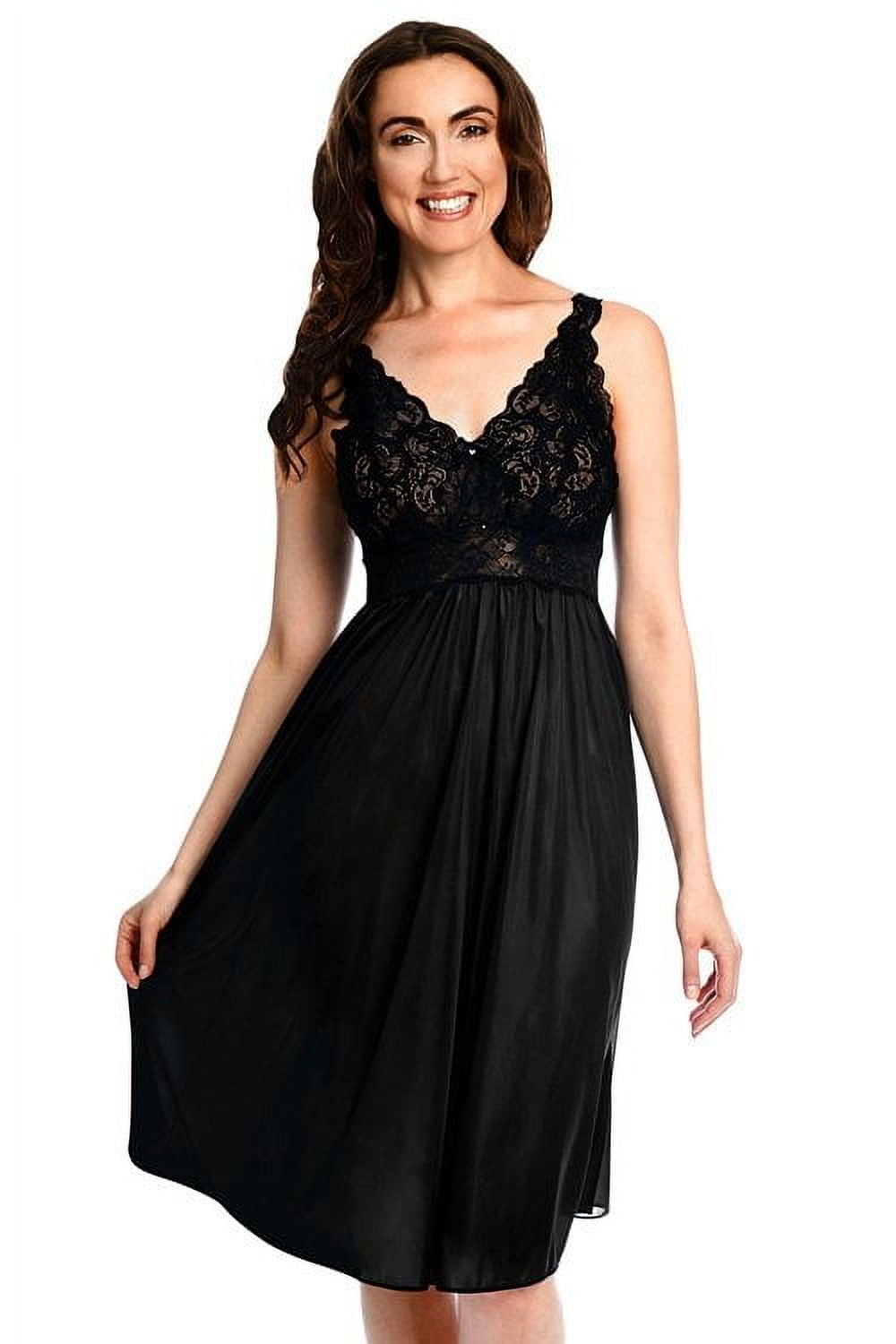 Shadowline Women's Plus-Size Silhouette Lace Bodice Sleeveless Waltz ...