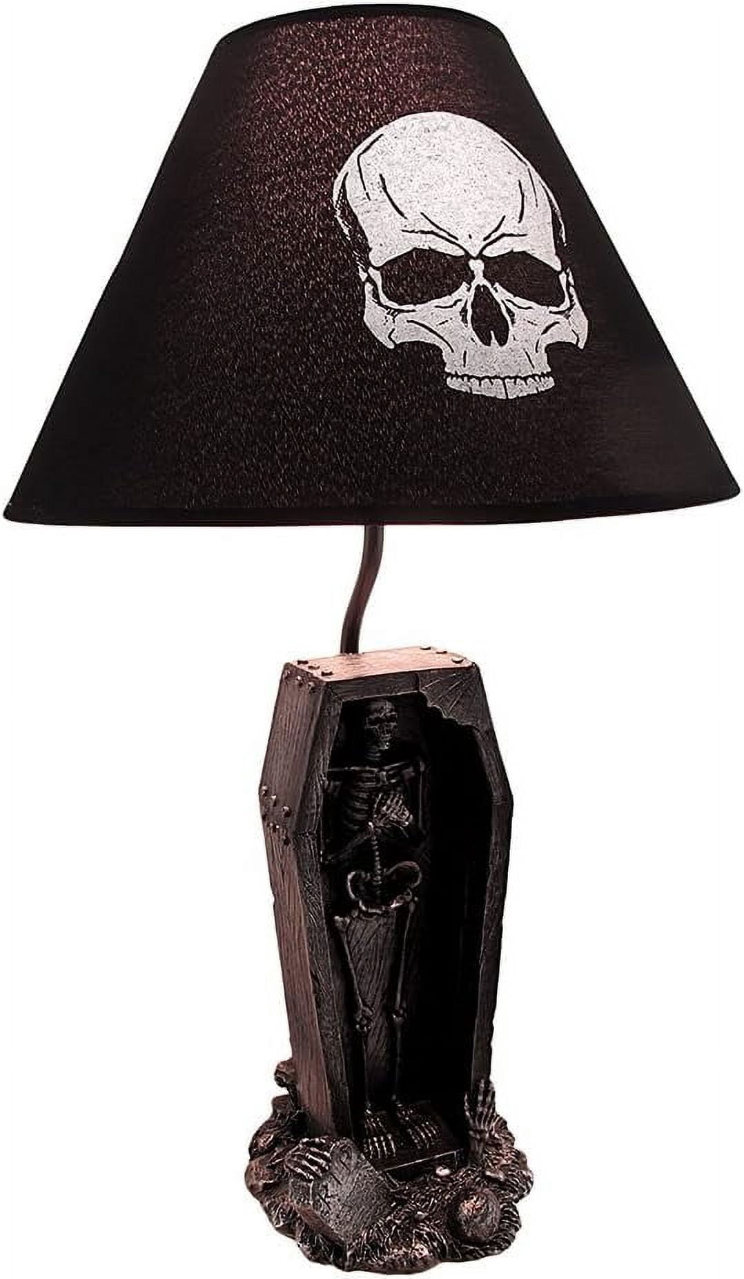 Shadows of Twilight Skeleton in a Coffin Table Lamp - with Black Fabric ...
