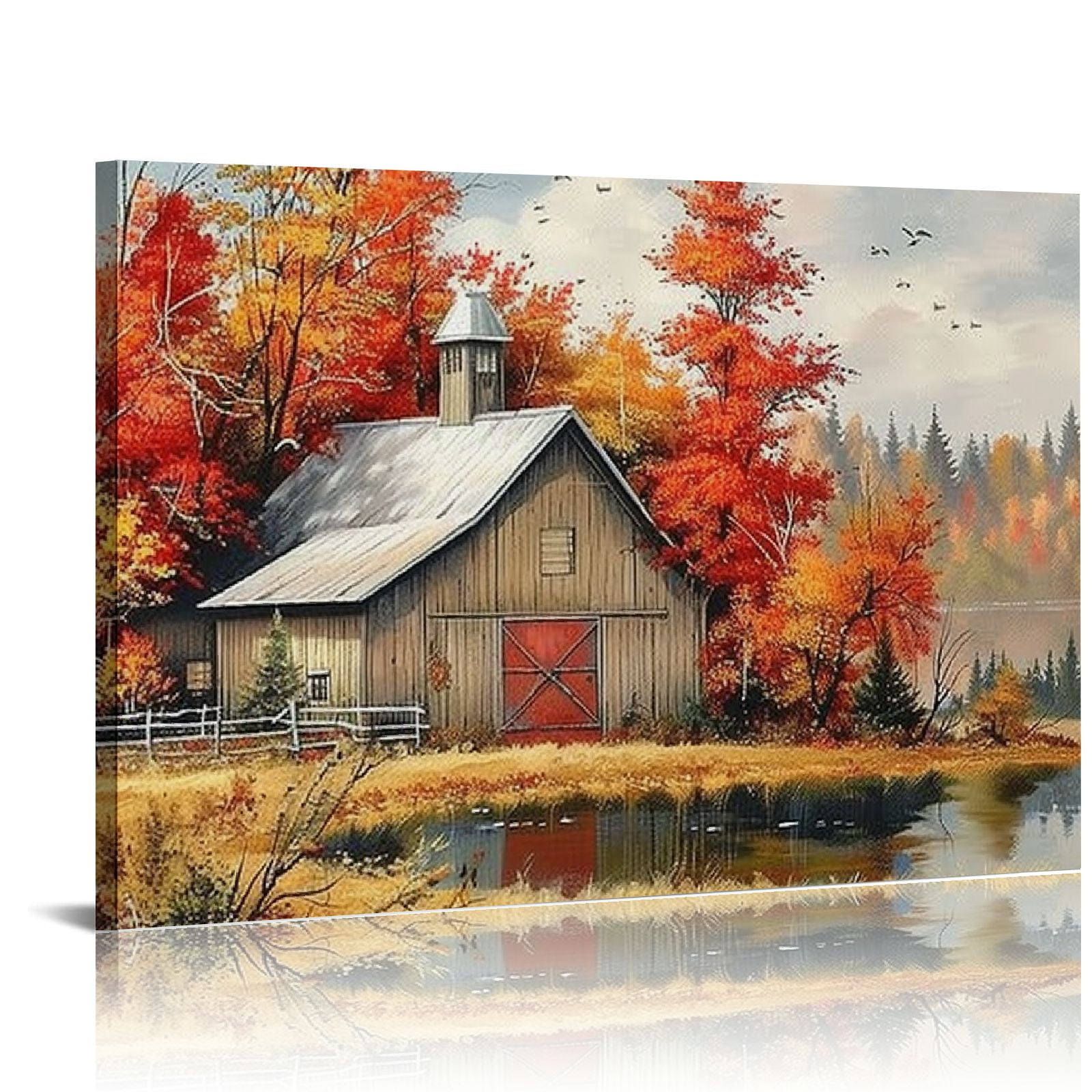 Shadudu Autumn Foliage Canvas Wall Art Print - Large 24x36 Inches Decor ...