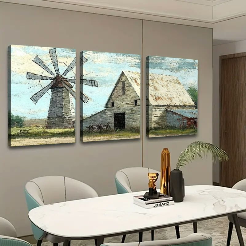 Shadudu Barn Painting Canvas Wall Art: Farm Picture Countryside ...