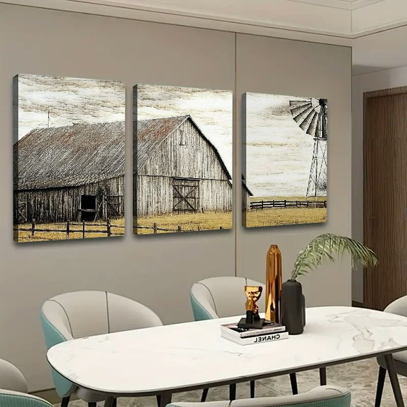 Shadudu Barn Wall Art Farmhouse: Rustic Farm Wood Picture Decor Large ...