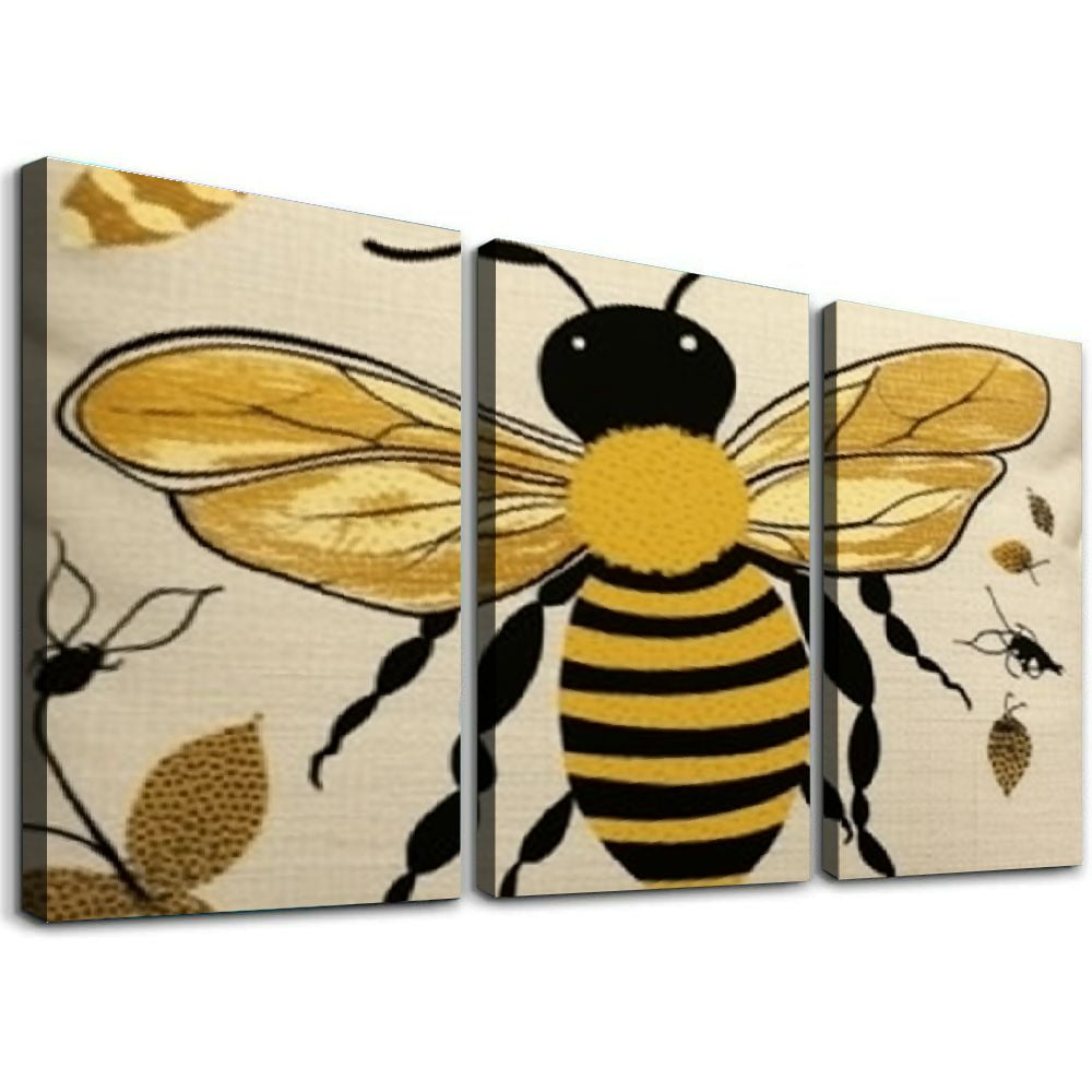 Shadudu Bee Cross Stitch Vintage Triptych Set for Living Room Bedroom ...