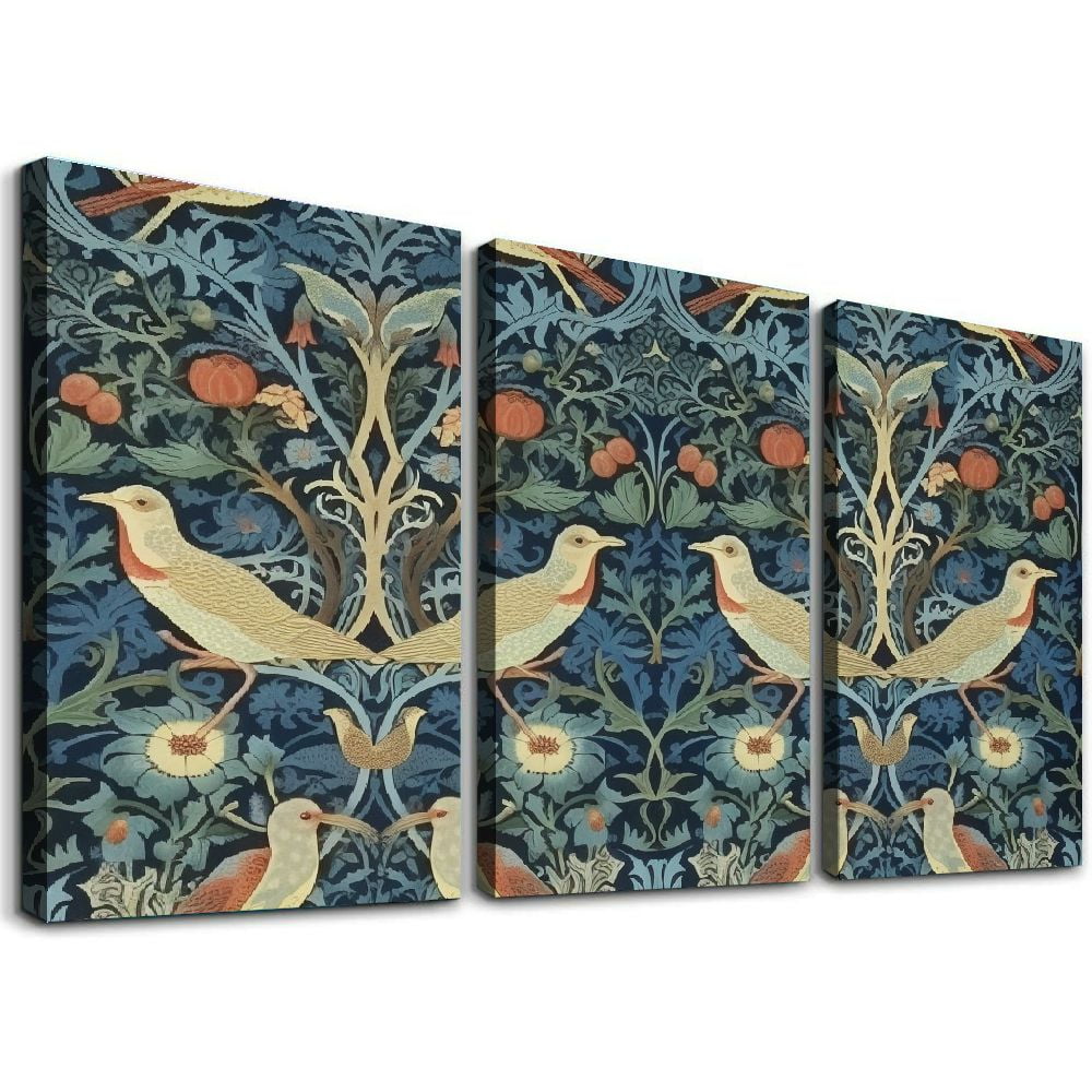 Shadudu Birds Wallpaper Arts and Crafts Movement Canvas Wall Art Set ...