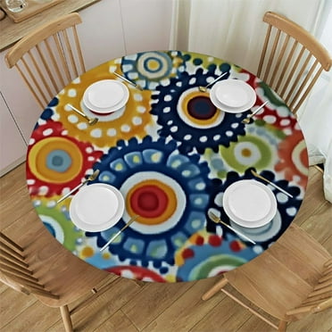 Shadudu Marble Pattern Round Table Cover with Elastic Edge 100% ...