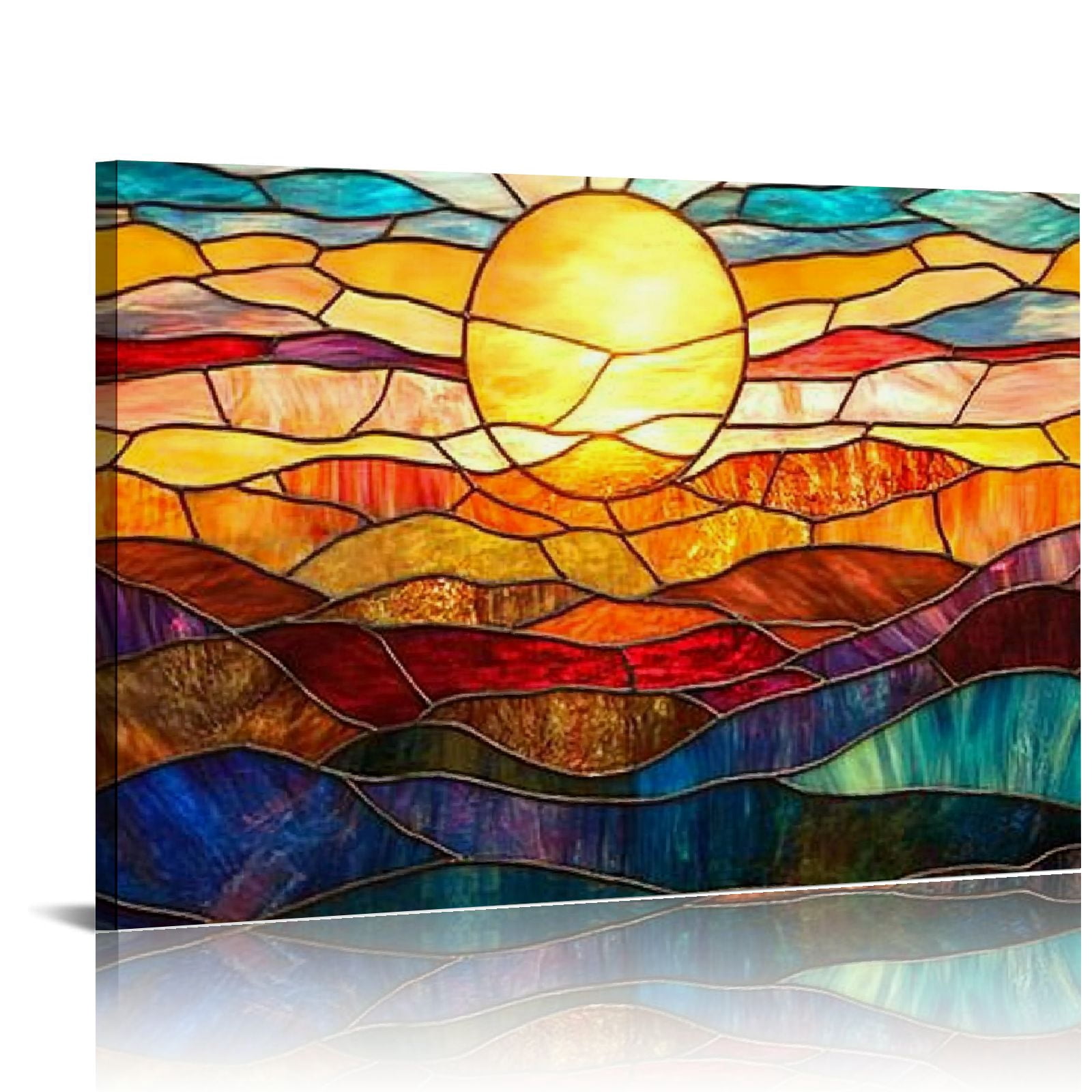 Shadudu Boho Sun Large Wall Art Colorful Wall Decor Abstract Geometric ...