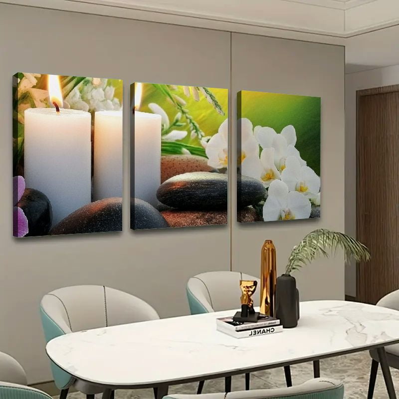 Shadudu Canvas Print Wall Art Basalt Stones & Orchids on Wood Panel ...