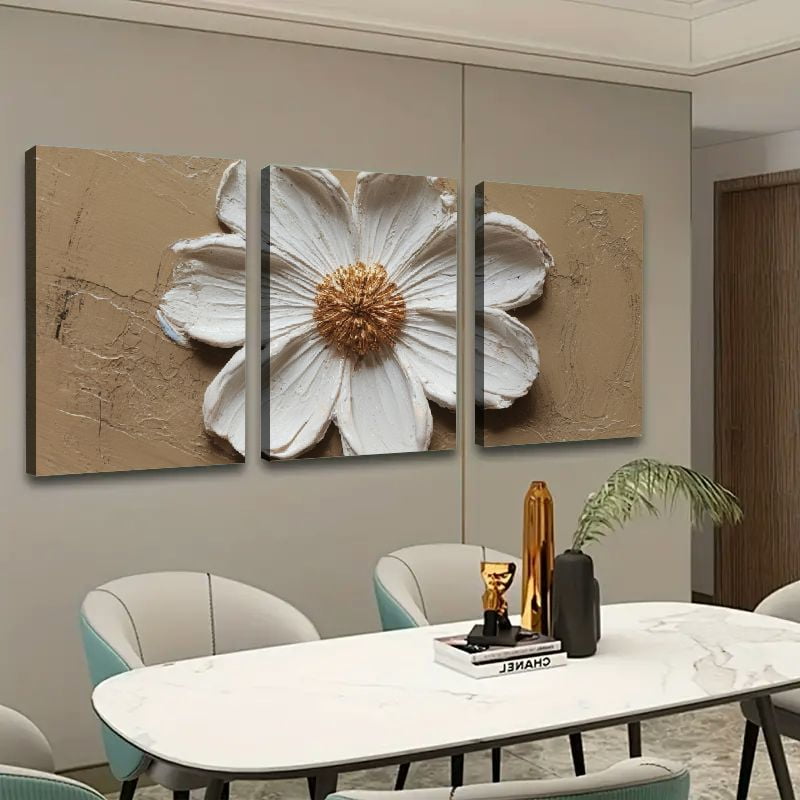 Shadudu Canvas Prints Wall Art - A Single White Flower with Thick ...