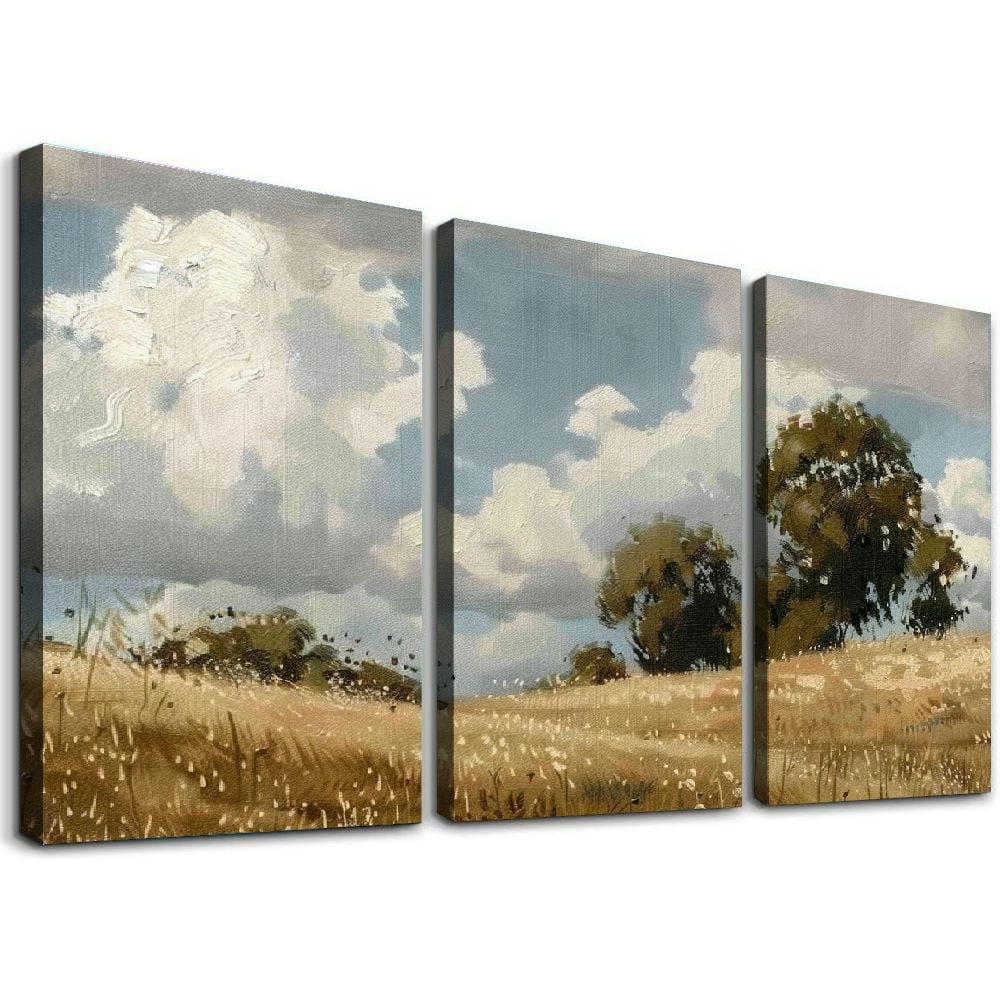 Shadudu Classic Nature Field Landscape Giclee Wall Art,Canvas Print,(3 ...