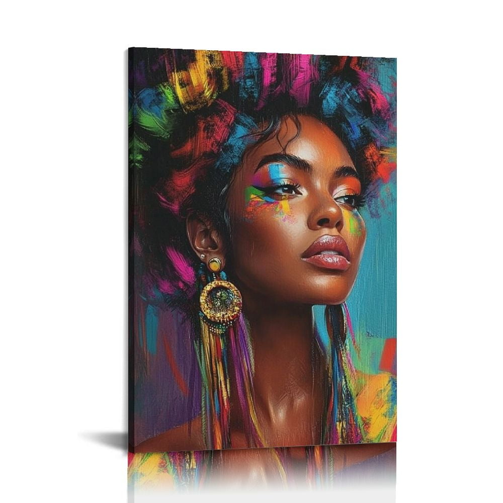 Shadudu Colorful Hair Canvas Wall Decor 24x36 Inch Modern Art Print for ...