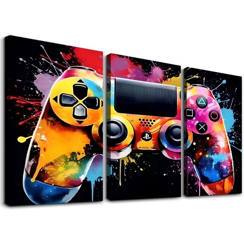Shadudu Colorful Paint Splatters Canvas Wall Art Decor Triptych Set for ...