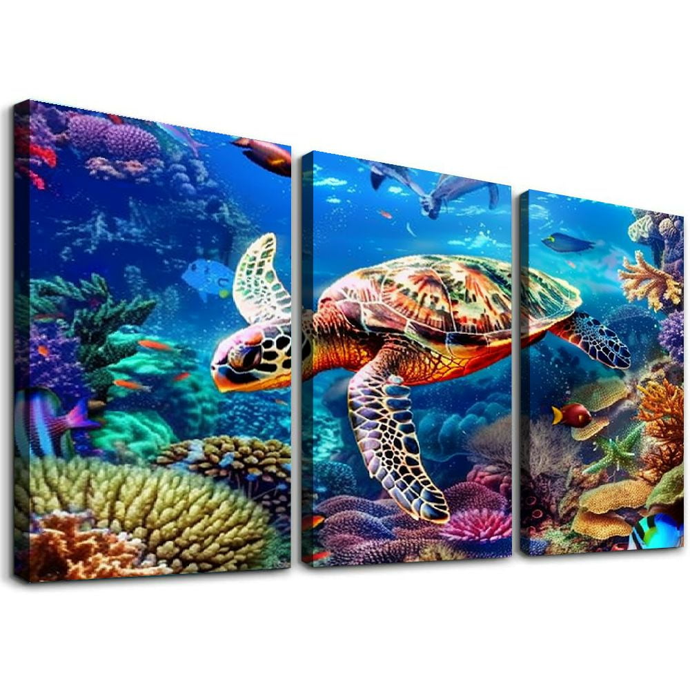 Shadudu Coral Reef Fish Triptych Set Modern Living Room Bedroom Office ...