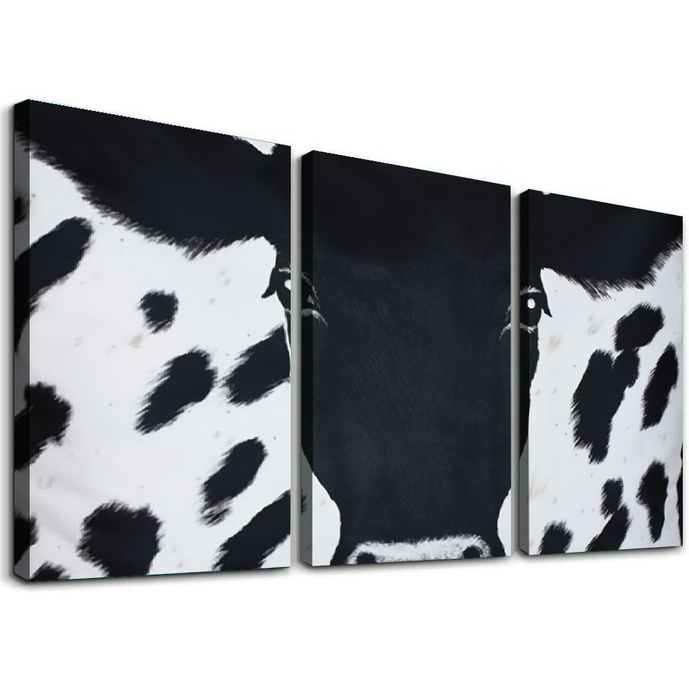 Shadudu Cow Print Decor Triptych Set Modern Wall Room Bedroom Office 12 ...