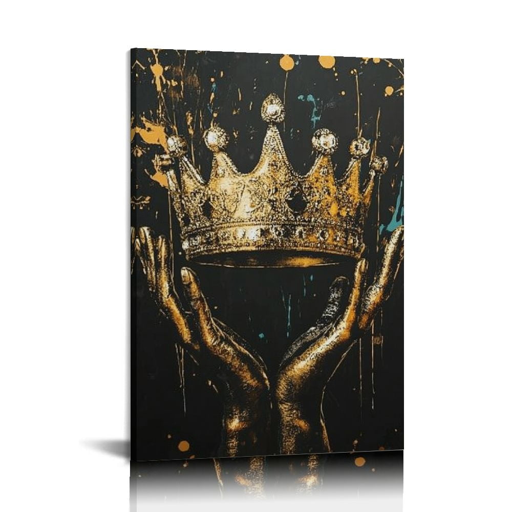 Shadudu Crown Black Background Canvas Wall Decor 24x36 Inch for Living ...