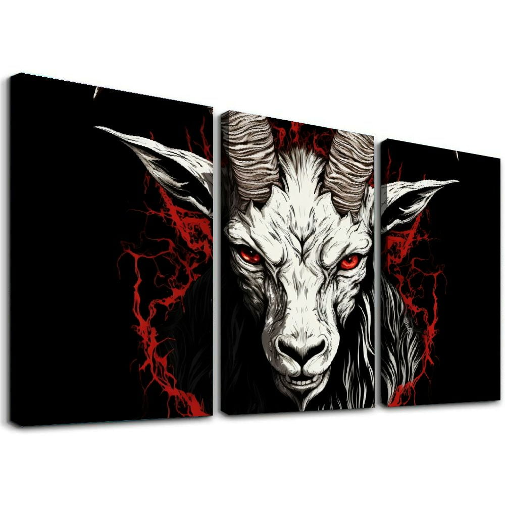 Shadudu Demon Face Canvas Triptych Set | Abstract Art Decor for Living ...