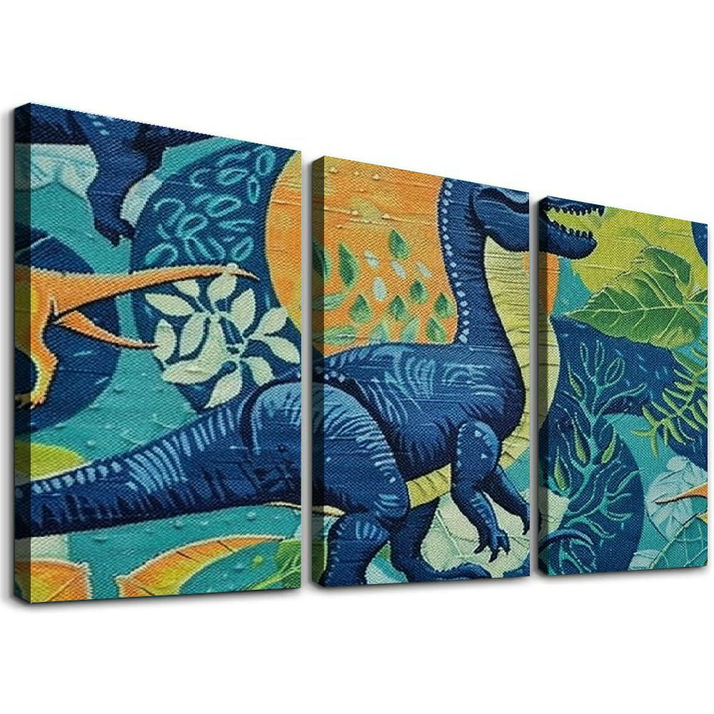Shadudu Dinosaur Canvas Print Triptych Set for Living Room Bedroom ...