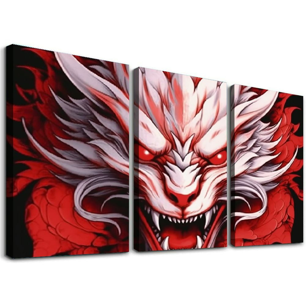 Shadudu Dragon Canvas Prints Wall Art Set of 3 for Living Room Bedroom ...
