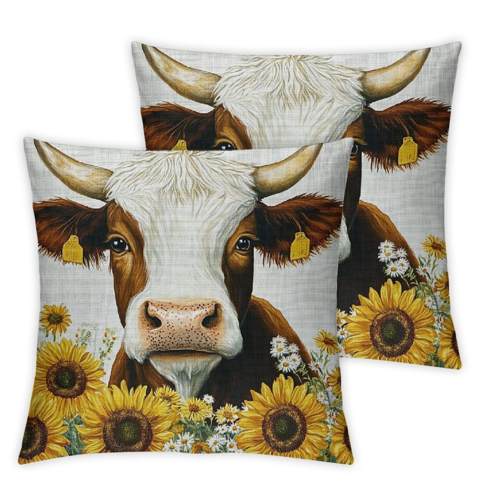 Shadudu Farm Animal Cow Cattle Throw Pillow Cover, Farmhouse Animal ...