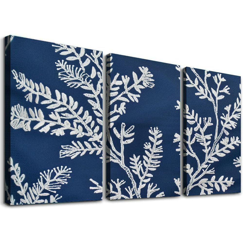 Shadudu Fine Foliage Lace Canvas Art Decor Triptych Set for Living Room ...