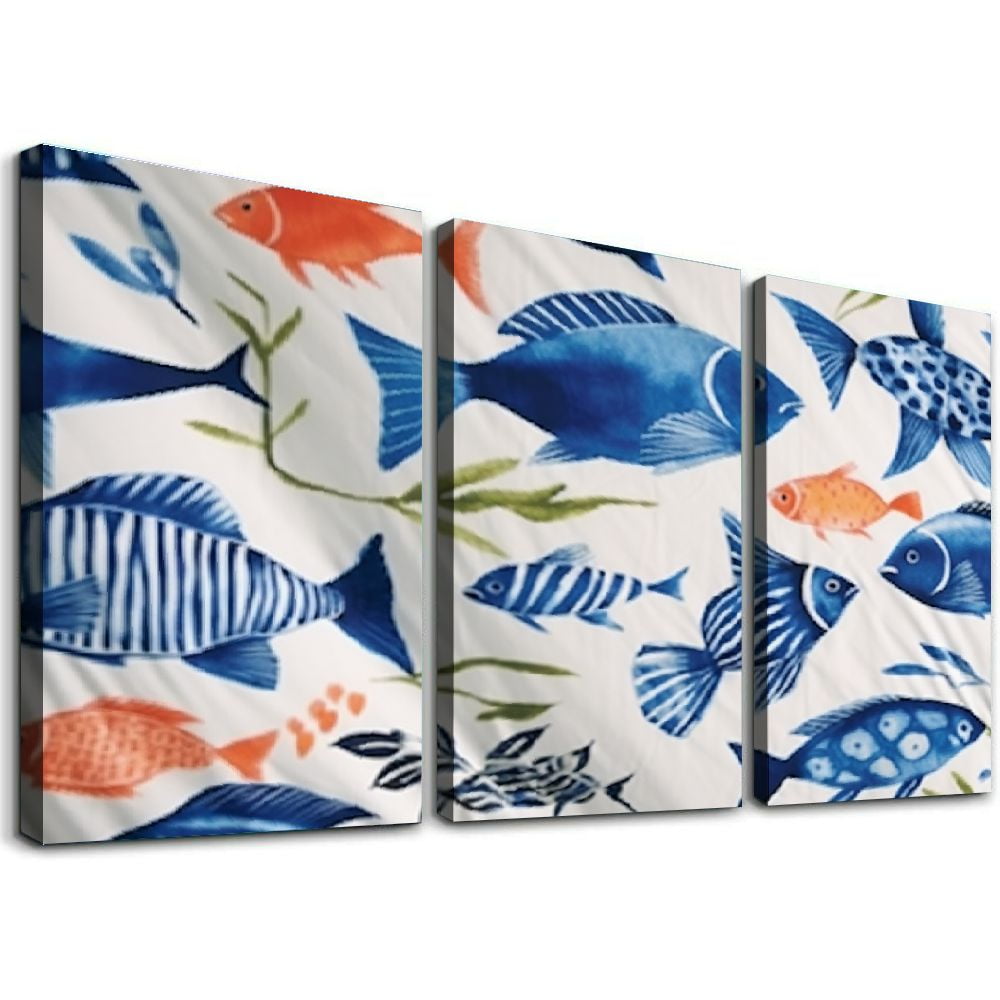 Shadudu Fish Canvas Prints Set of 3 Wall Art for Living Room Bedroom ...