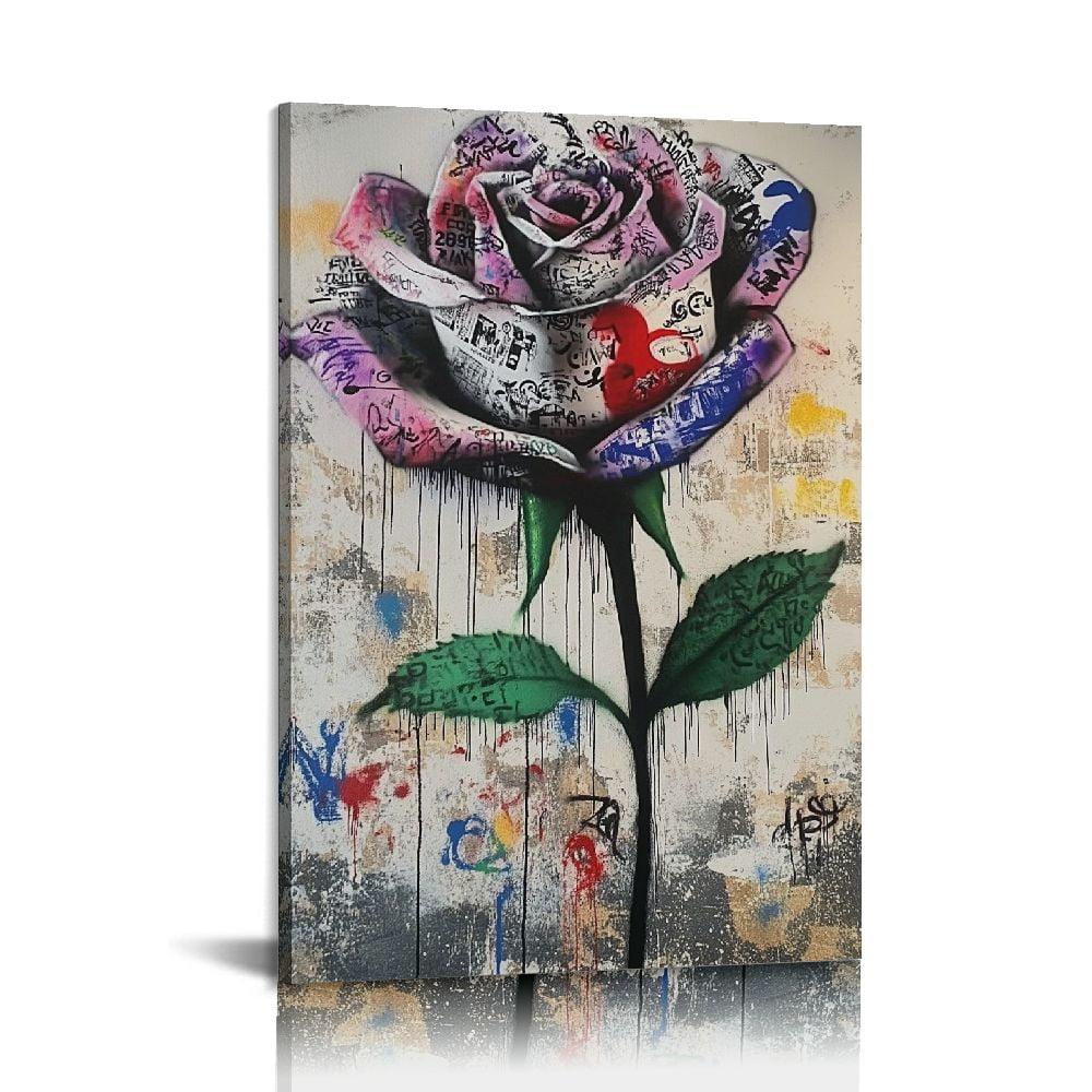 Shadudu Flowers Graffiti Canvas Prints Wall Art 24x36 Inch Vertical ...