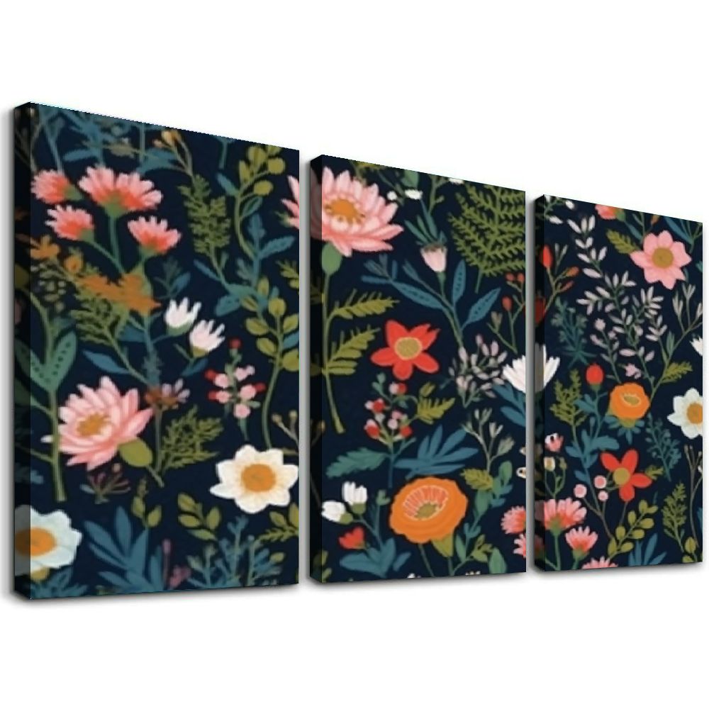 Shadudu Flowers Leaves Wall Decor Set for Living Room Bedroom Office ...