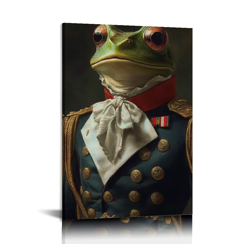 Shadudu Frog Framed Canvas Paiting Wall Art Uniform Retro Picture Funny ...