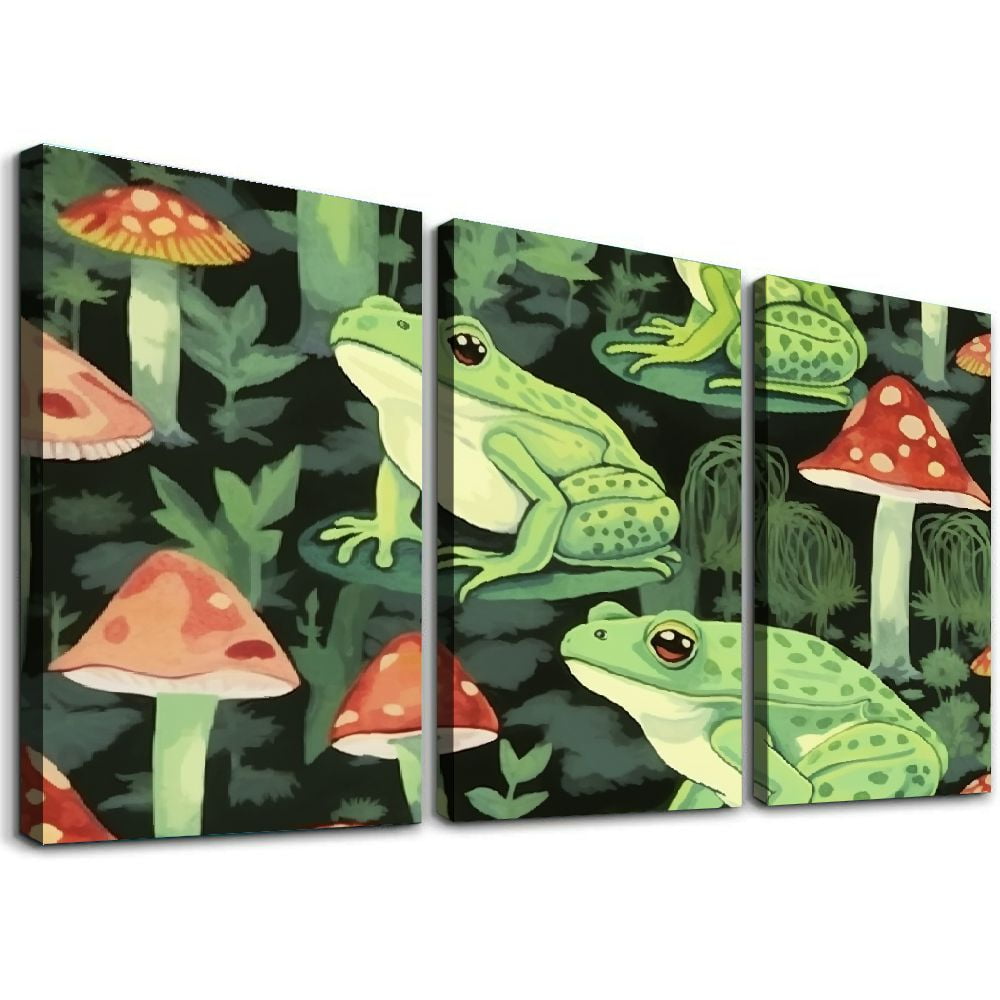 Shadudu Frog Toad Mushrooms Modern Prints Set for Living Room Bedroom ...
