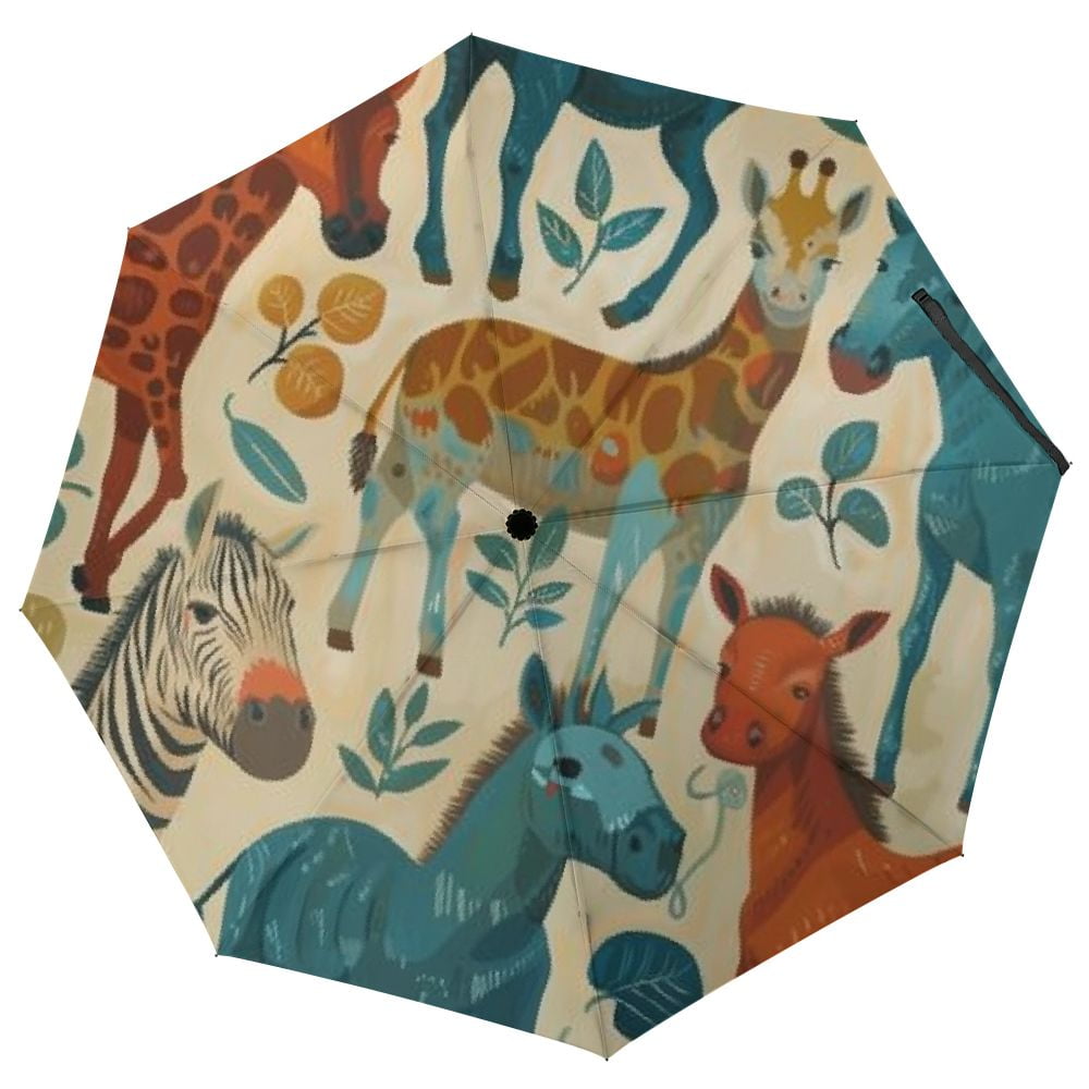 Shadudu Fun Creative Art Printed Triple Fold Automatic Umbrella for ...