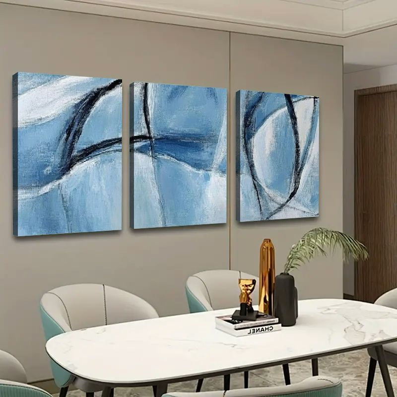 Shadudu Large Abstract Wall Art Decor Grunge Room Decor Art Blue Canvas ...