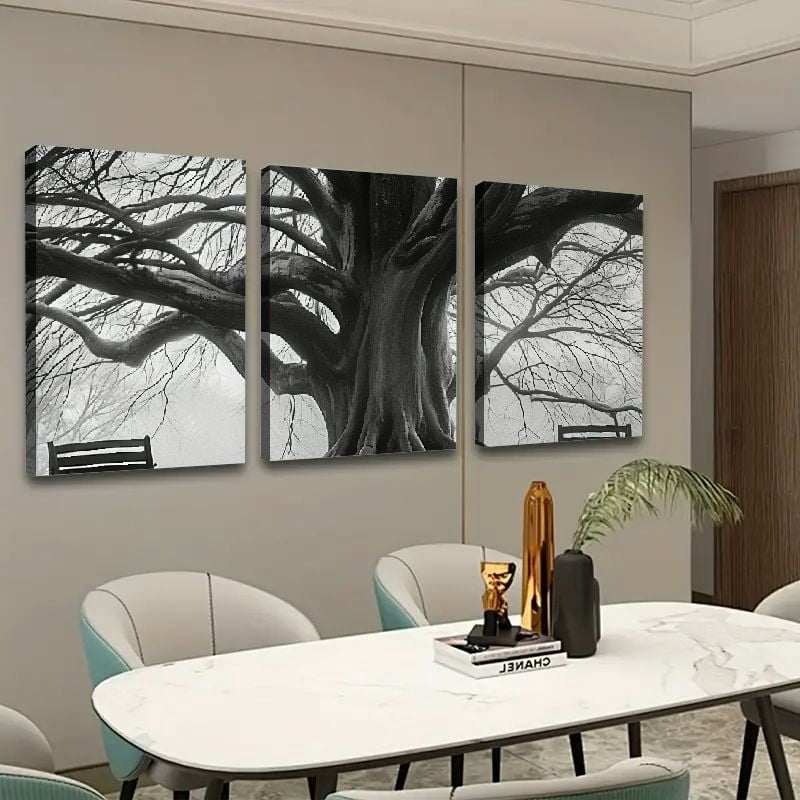 Shadudu Large Black and White Trees Canvas Wall Art Trees Branches ...