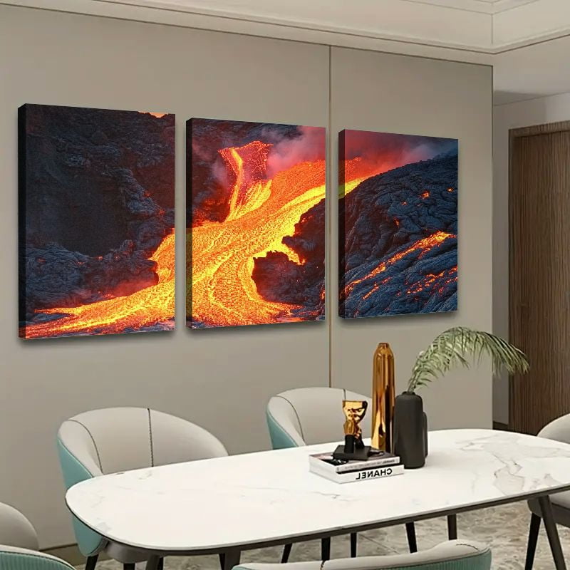 Shadudu Lava Flow Mountain Canvas Wall Art 3-Piece Set Large Size ...