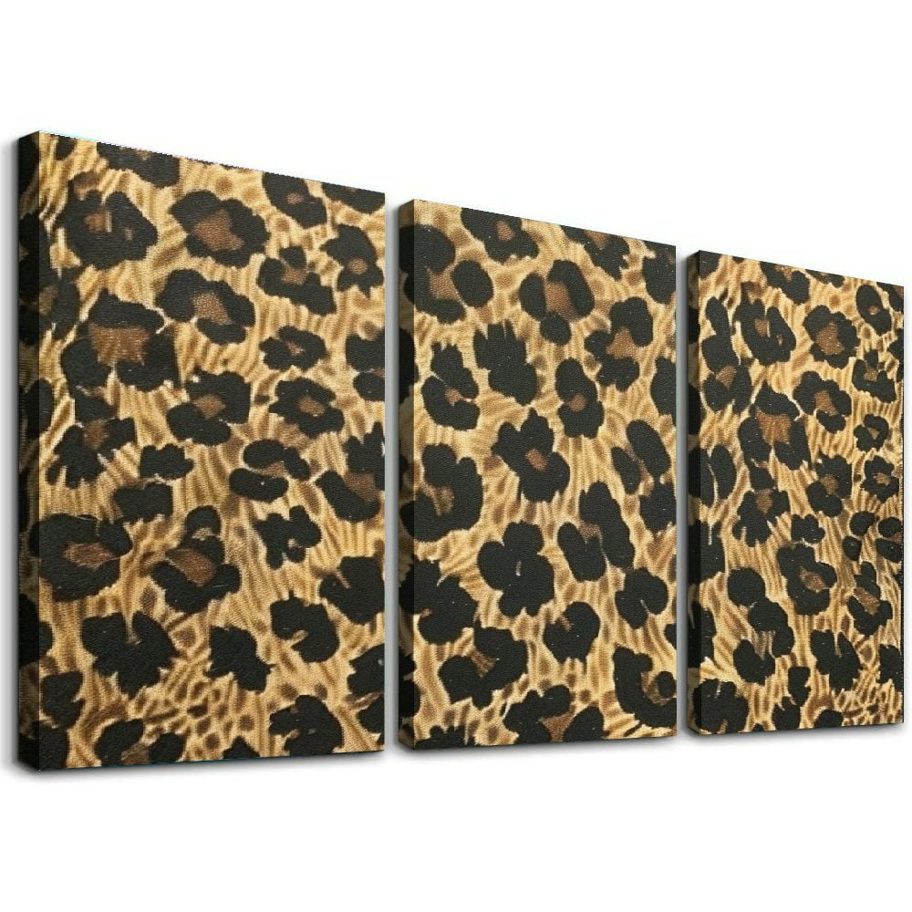 Shadudu Leopard Print Decor Triptych Set of 3 Pieces for Living Room ...