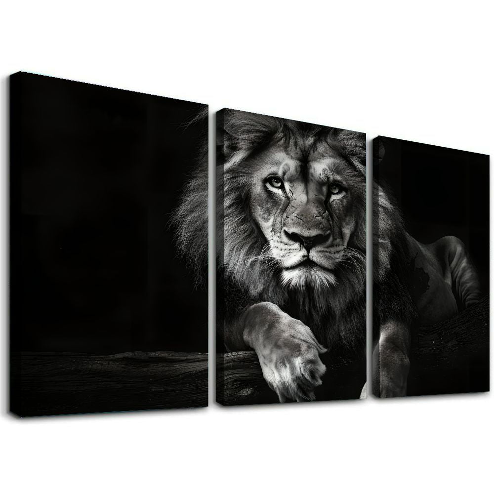 Shadudu Lion Branch Naturalism Decor Triptych Set 12x16 Inches Unframed ...