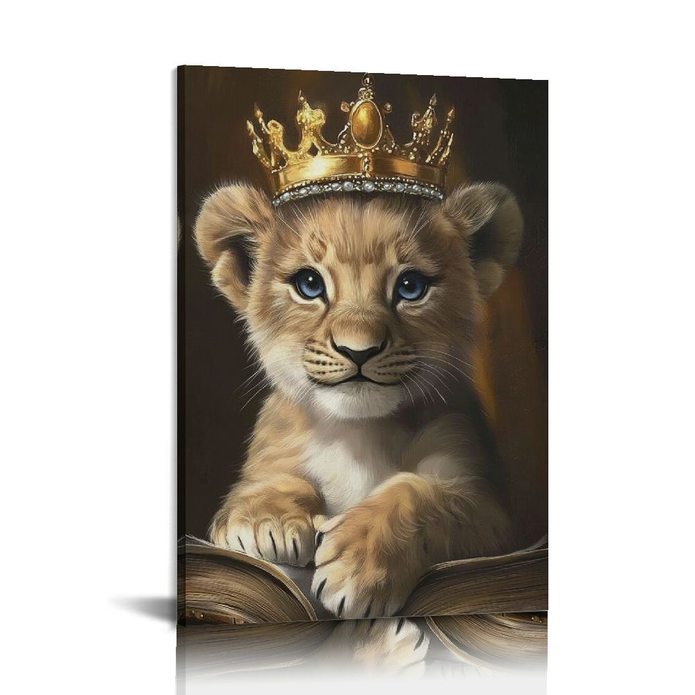 Shadudu Lion Cub Canvas Wall Art Print 24x36 inch Ready to Hang ...