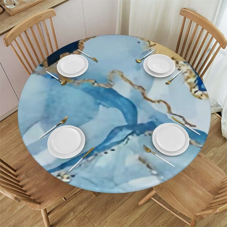 Shadudu Marble Pattern Round Table Cover with Elastic Edge 100% ...