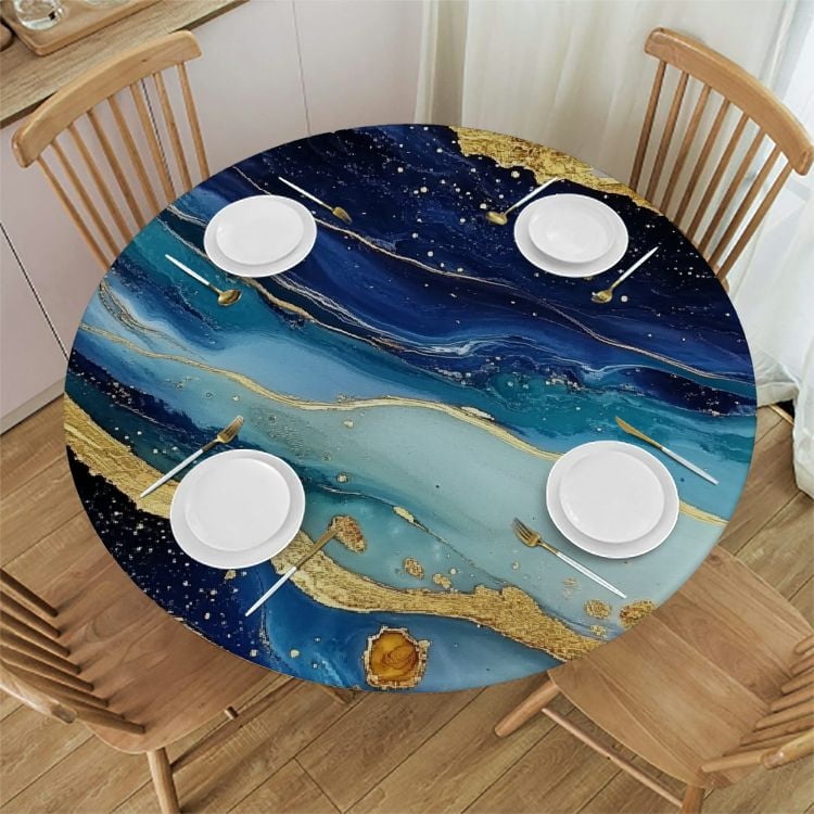 Shadudu Marble Pattern Round Tablecloth Great for Home Kitchen Parties ...