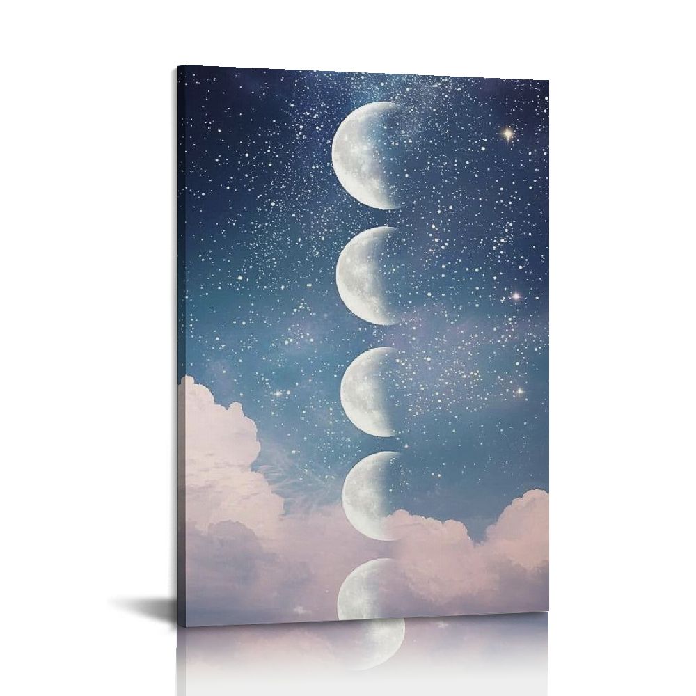 Shadudu Moon Phases Wall Art Decor, Moon Phases Canvas Print for Home ...