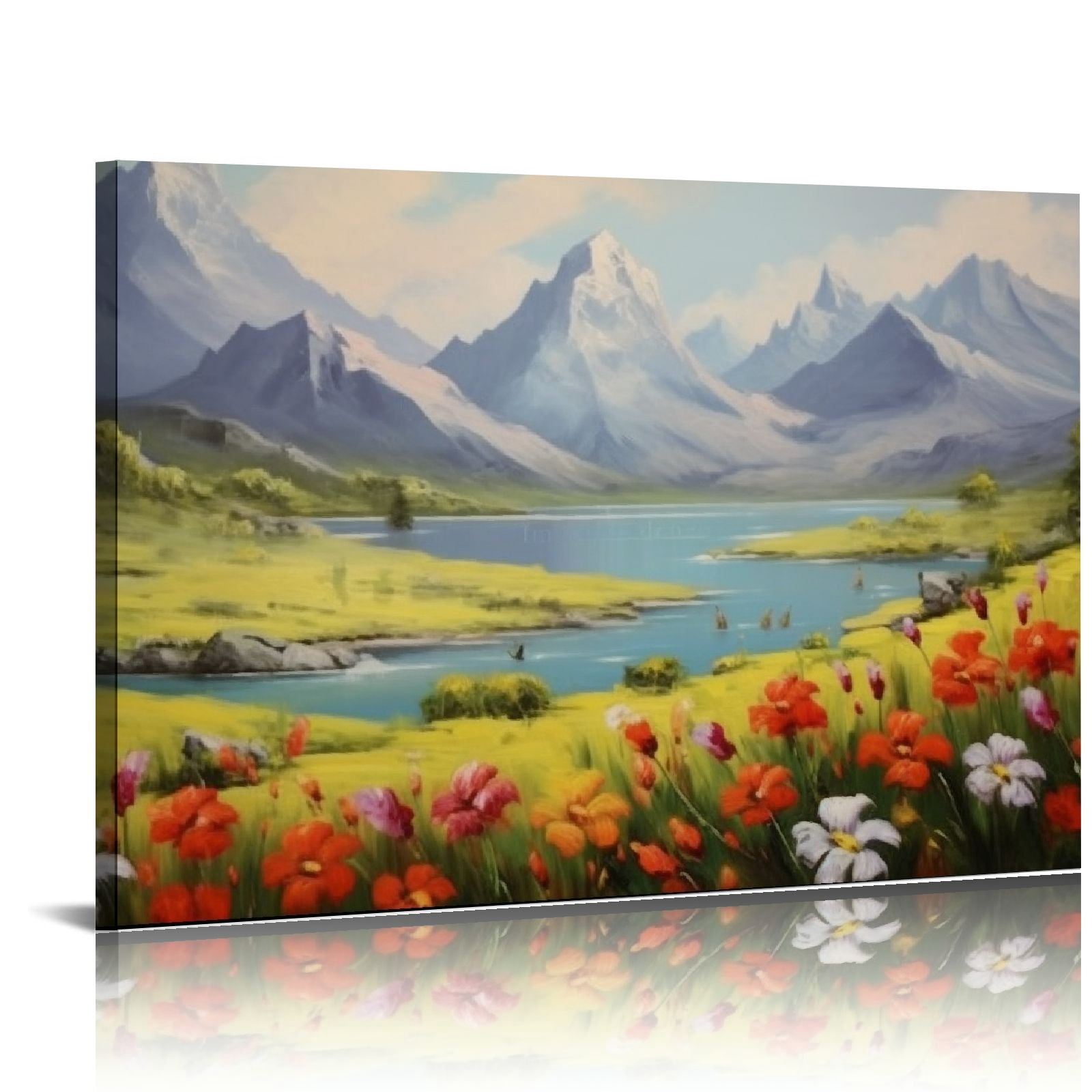 Shadudu Mountain Landscape Wall Art Canvas Red Flower Landscape ...