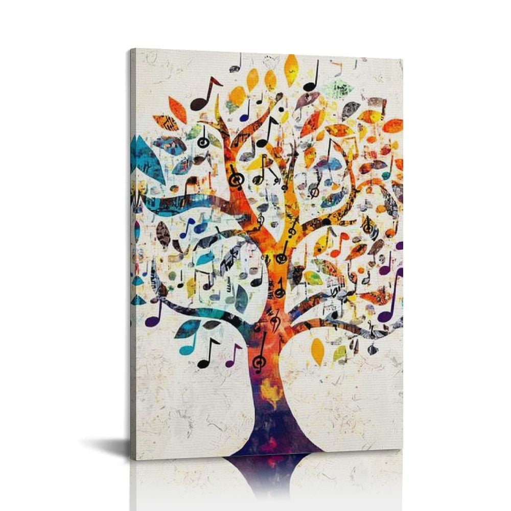 Shadudu Musical Notes Canvas Wall Art 24x36 Inch Vertical Print Frame ...