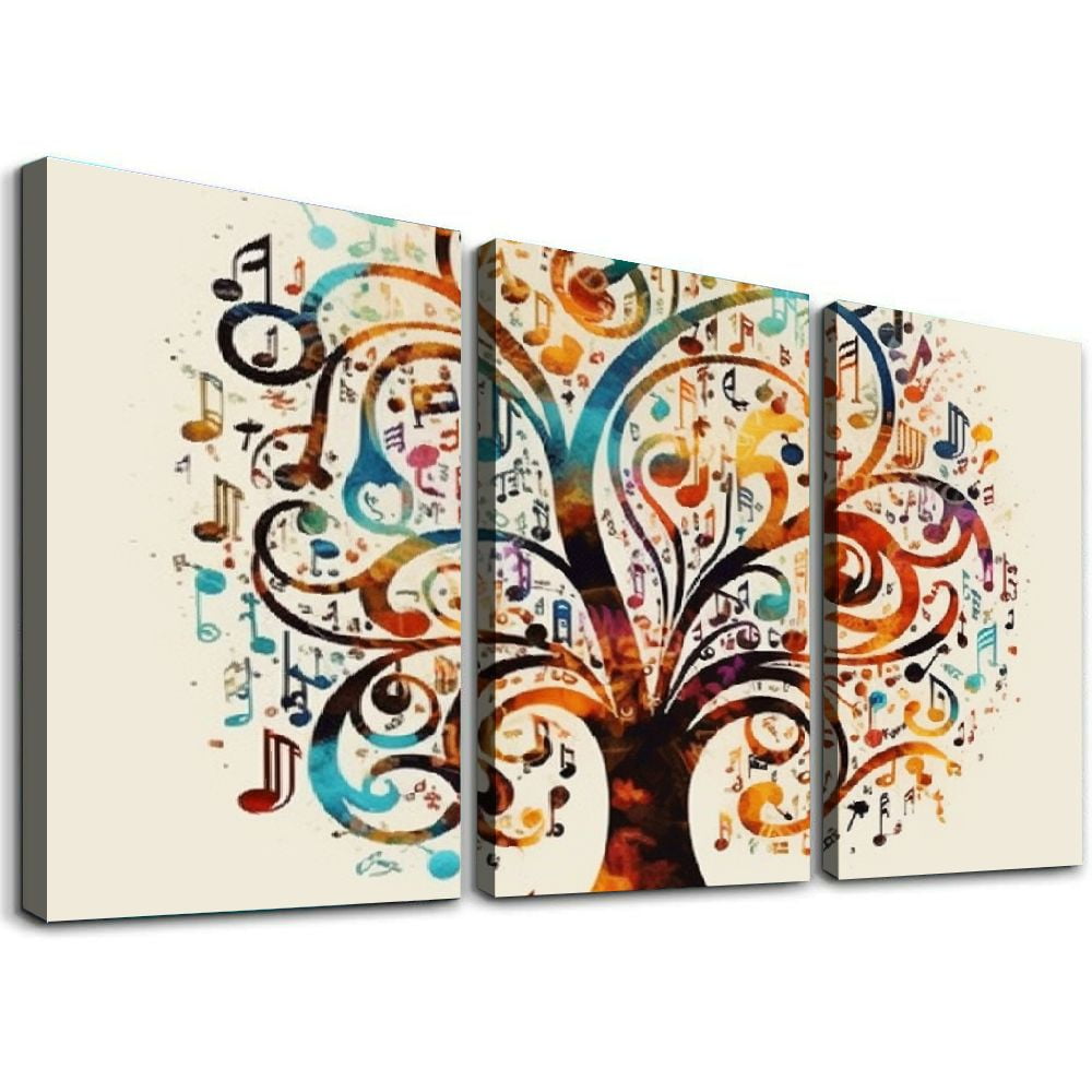 Shadudu Musical Notes Canvas Wall Decor Triptych for Home Office Living ...