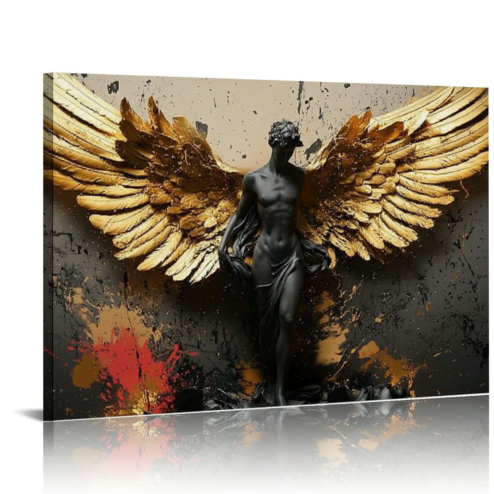 Shadudu Original Angel Wing Print on Canvas, Large Abstract Feather ...