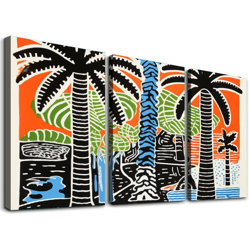 Shadudu Palm Tree Canvas Wall Decor Set for Living Room Bedroom Home ...