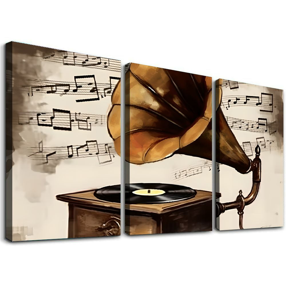 Shadudu Record Musical Notes Canvas Print Set for Living Room Bedroom ...