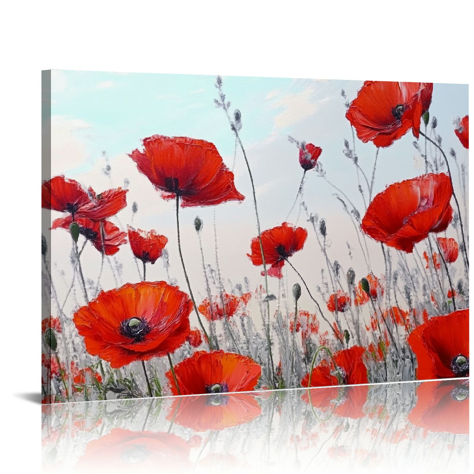 Shadudu Red Flowers Canvas Print Wall Art 24x36 Inches - Decor Art ...