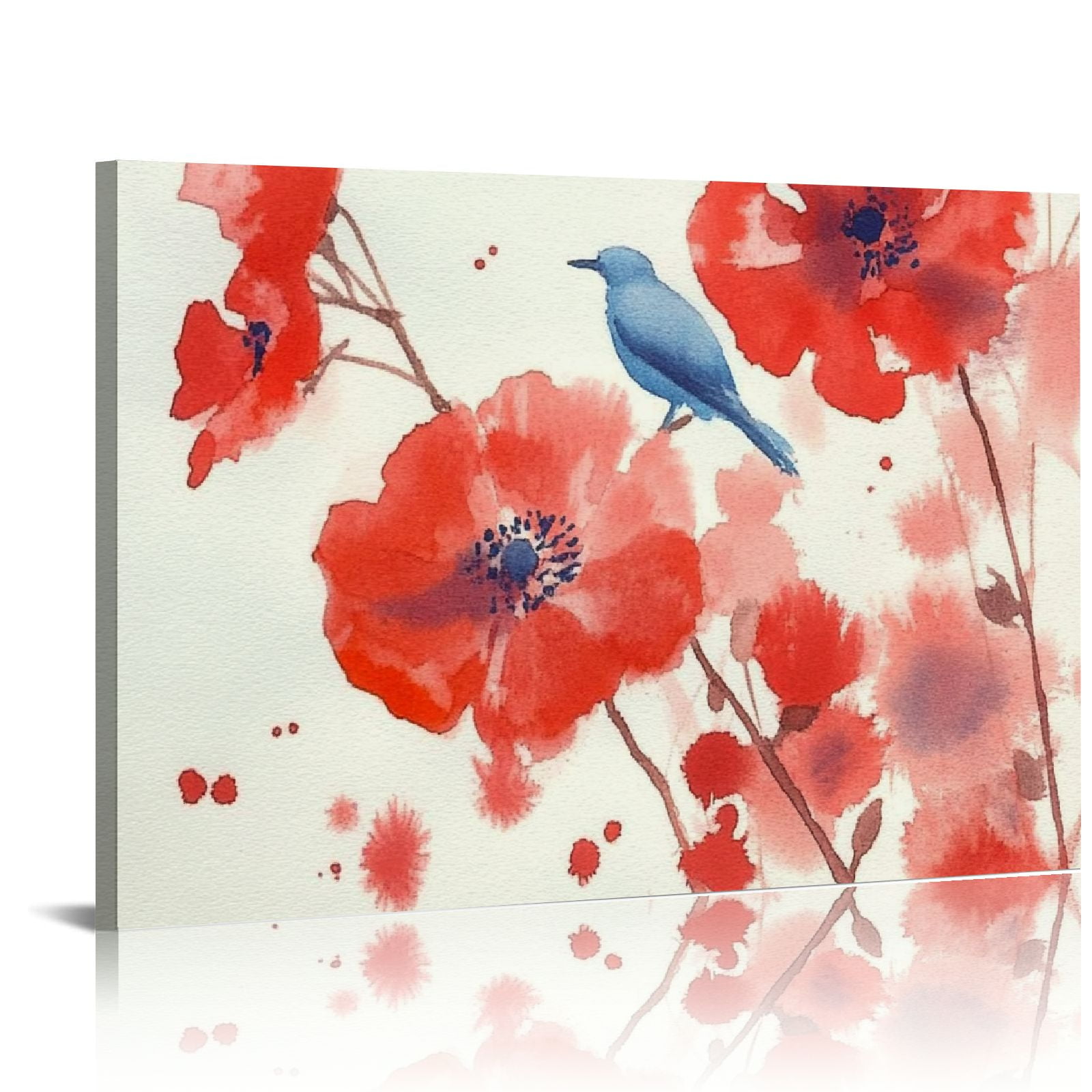 Shadudu Red Flowers Canvas Prints Wall Art 24x36 Inches - Luxury Art ...
