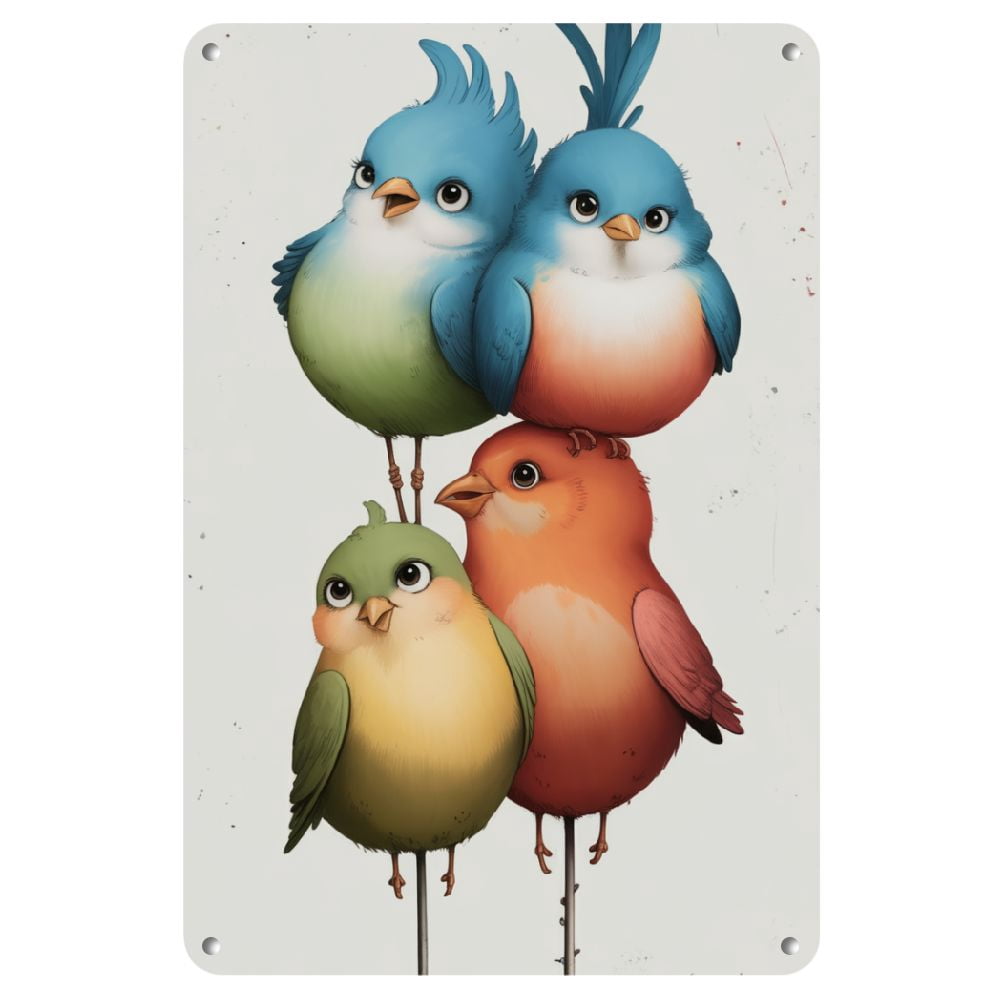 Shadudu Retro Metal Sign Tinplate Illustration of Four Vibrantly ...
